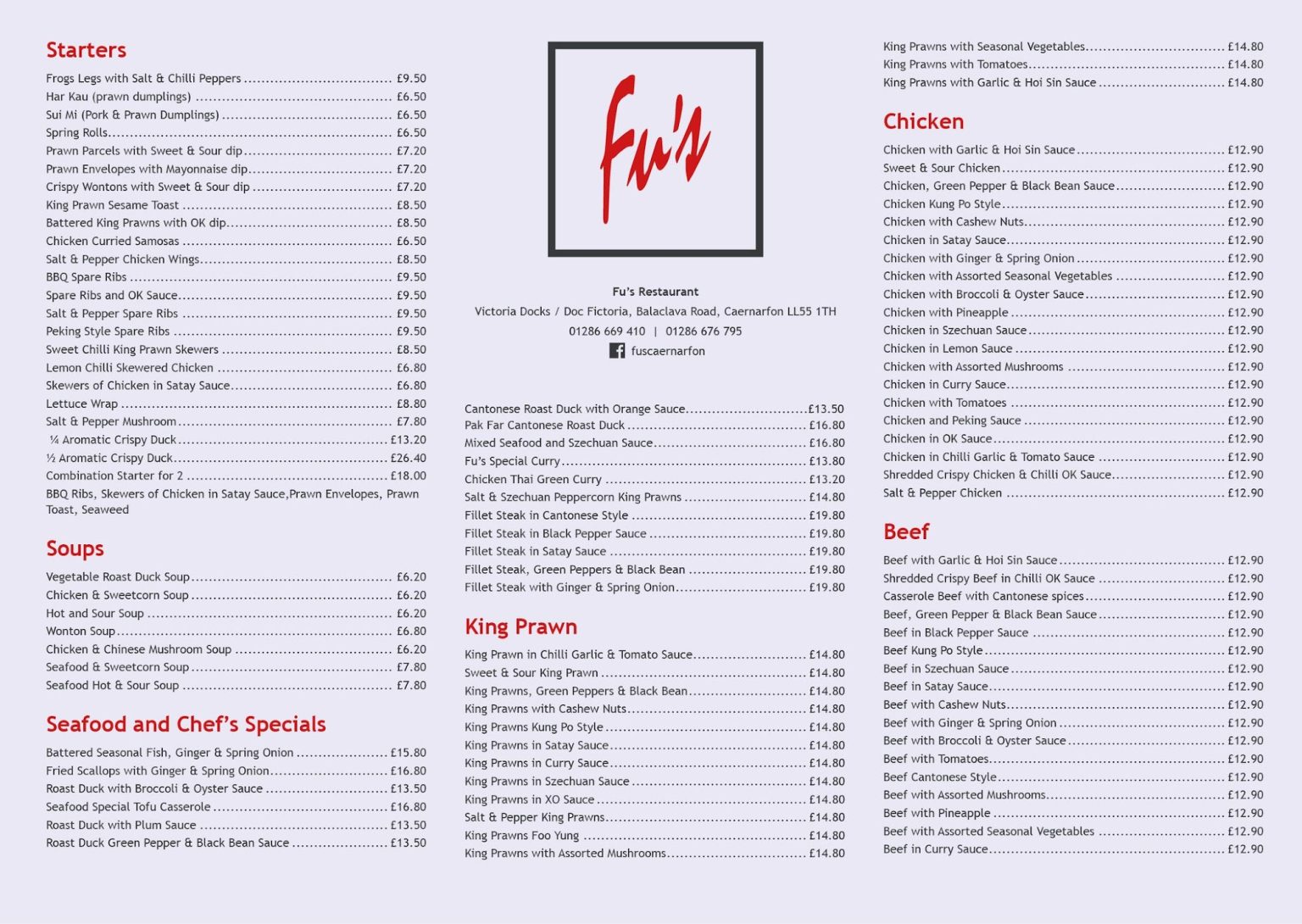Fu's Cantonese Restaurant MENU (update April 2026)